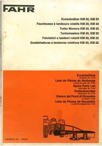 Fahr Turbo Mowers KM20 / KM22 Parts Manual