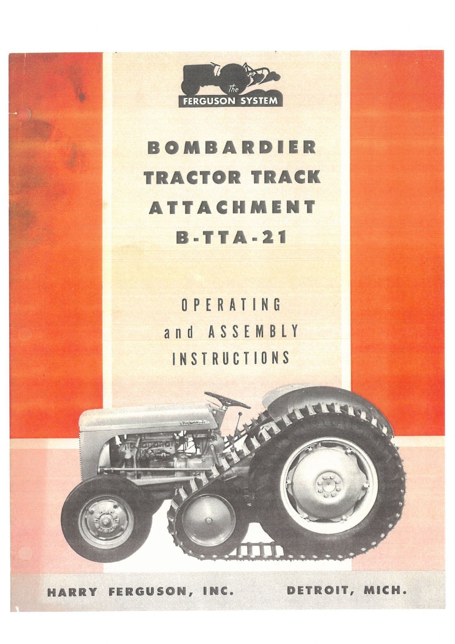 Ferguson Bombardier Tractor Track Attachment B-TTA-21 Operators Manual
