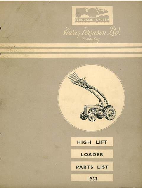 Ferguson High Lift Loader Banana Loader Parts Manual