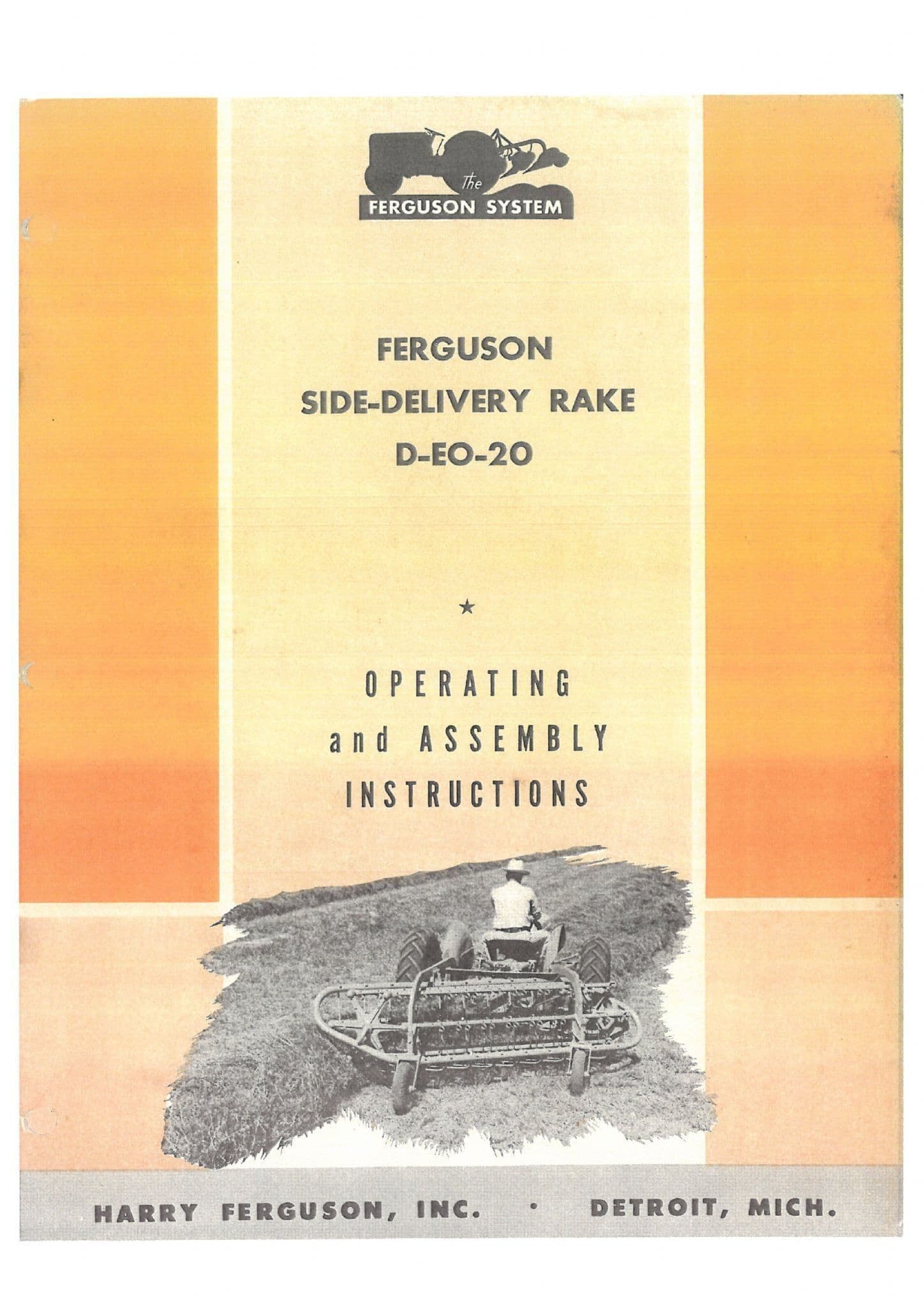 Ferguson Side Delivery Rake D-EO-20 Operators Manual