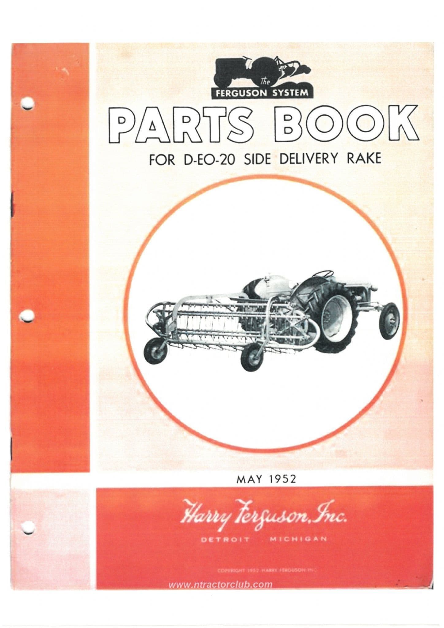 Ferguson Side Delivery Rake D-EO-20 Parts Manual
