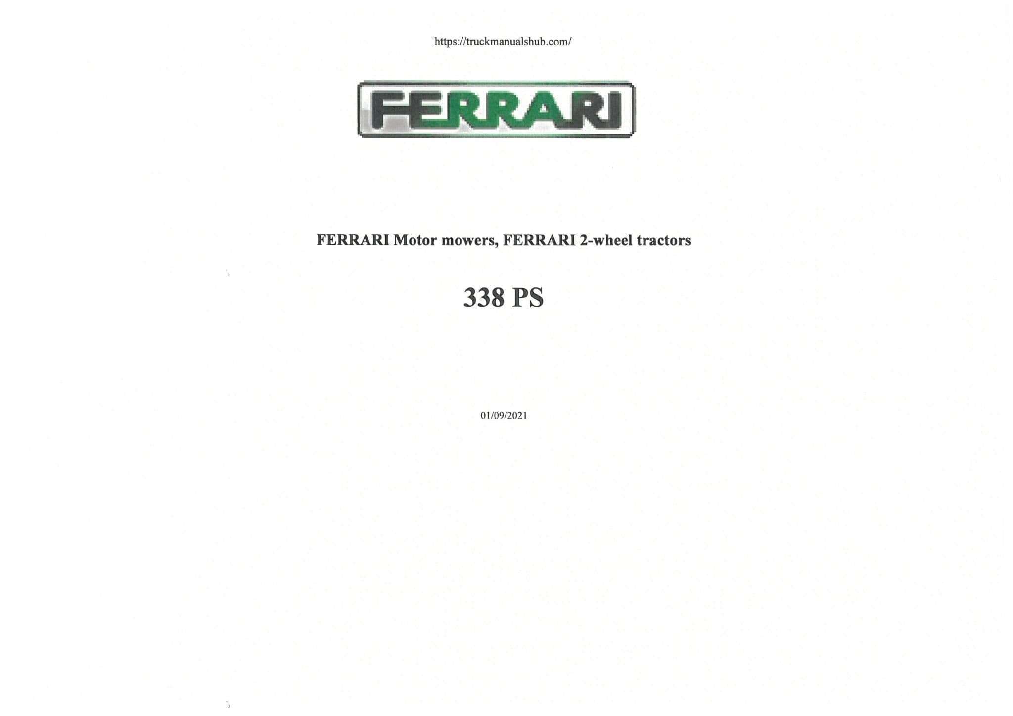 Ferrari Motor Mower Wheel Tractor 338PS Parts Manual
