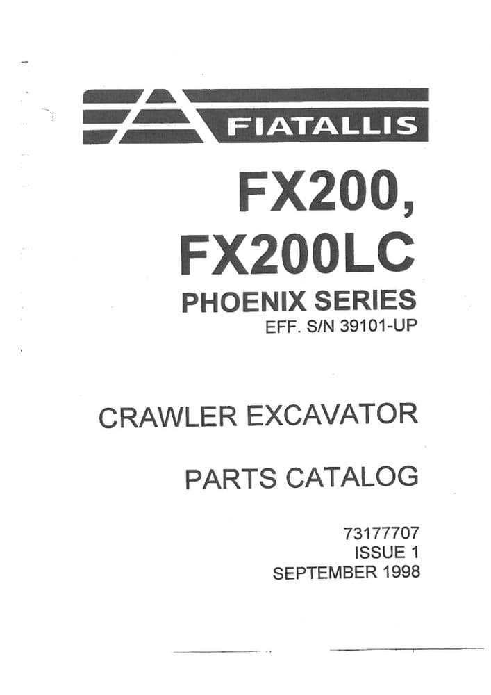 Fiat Allis Excavator FX200 & FX200LC Phoenix Series Parts Manual - FX200 LC