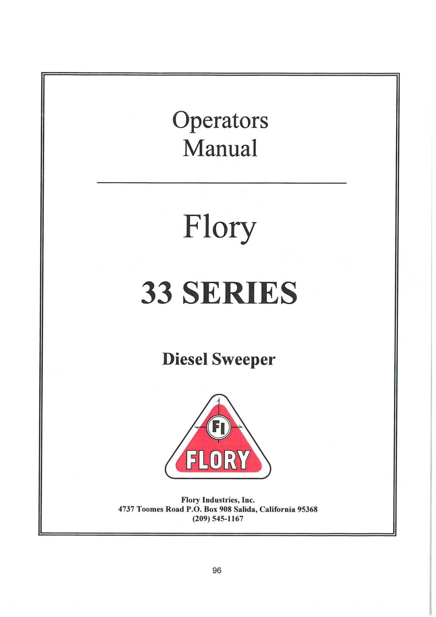 Flory Diesel Sweeper 33 Series Operators Manual