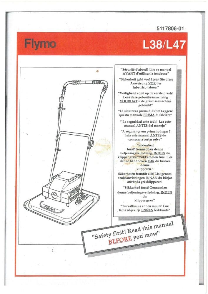 Flymo Air Cushion Petrol Mower L38 & L47 Operators Manual 1