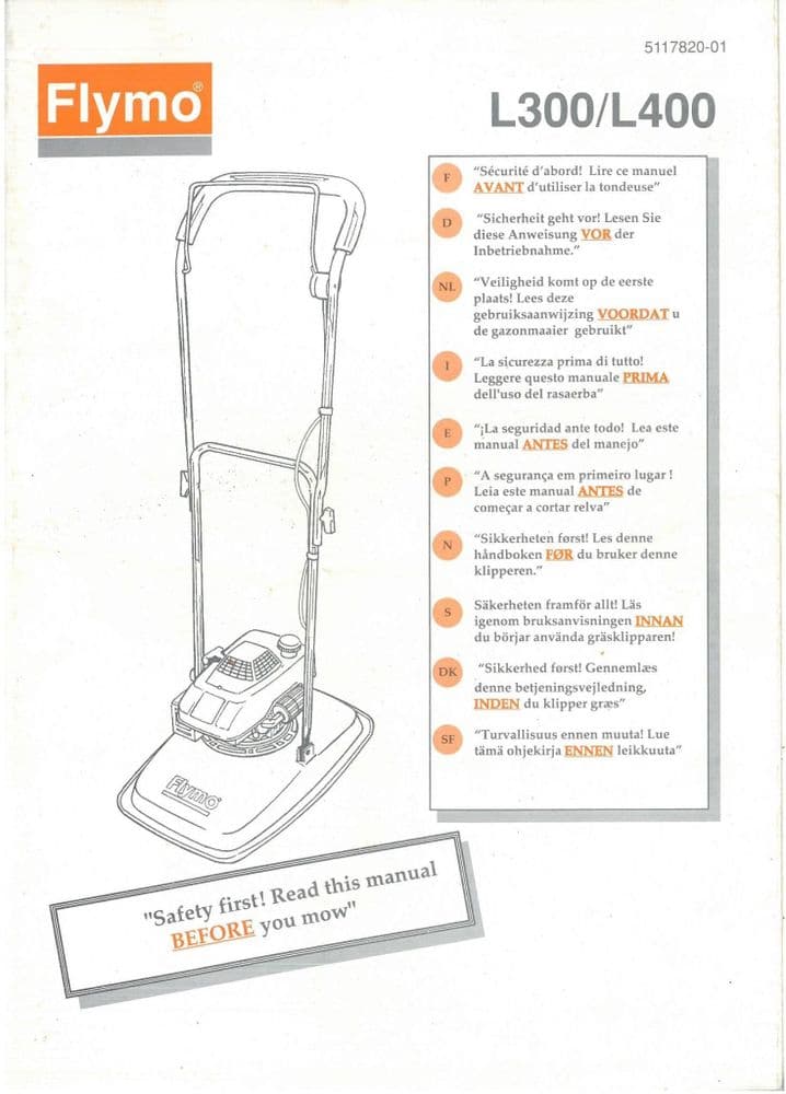 Flymo Hoveer Lawn Mower L300 L400 Operators Manual