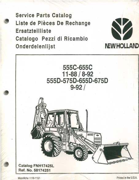 Ford Digger Loader 555C 655C 555D 575D 655D 675D Parts Manual