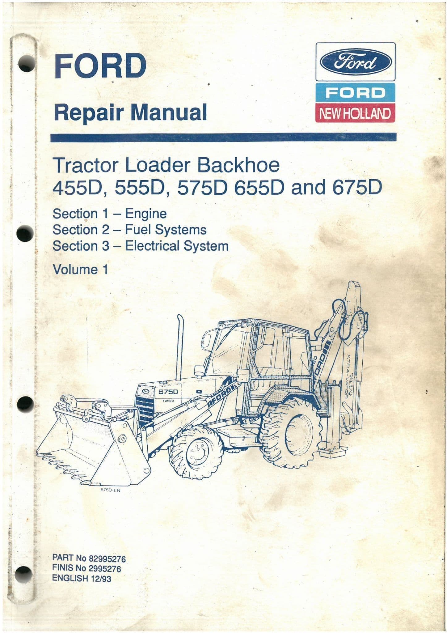 Ford Digger Tractor Backhoe Loader TLB 445D 555D 575D 655D 675D ...