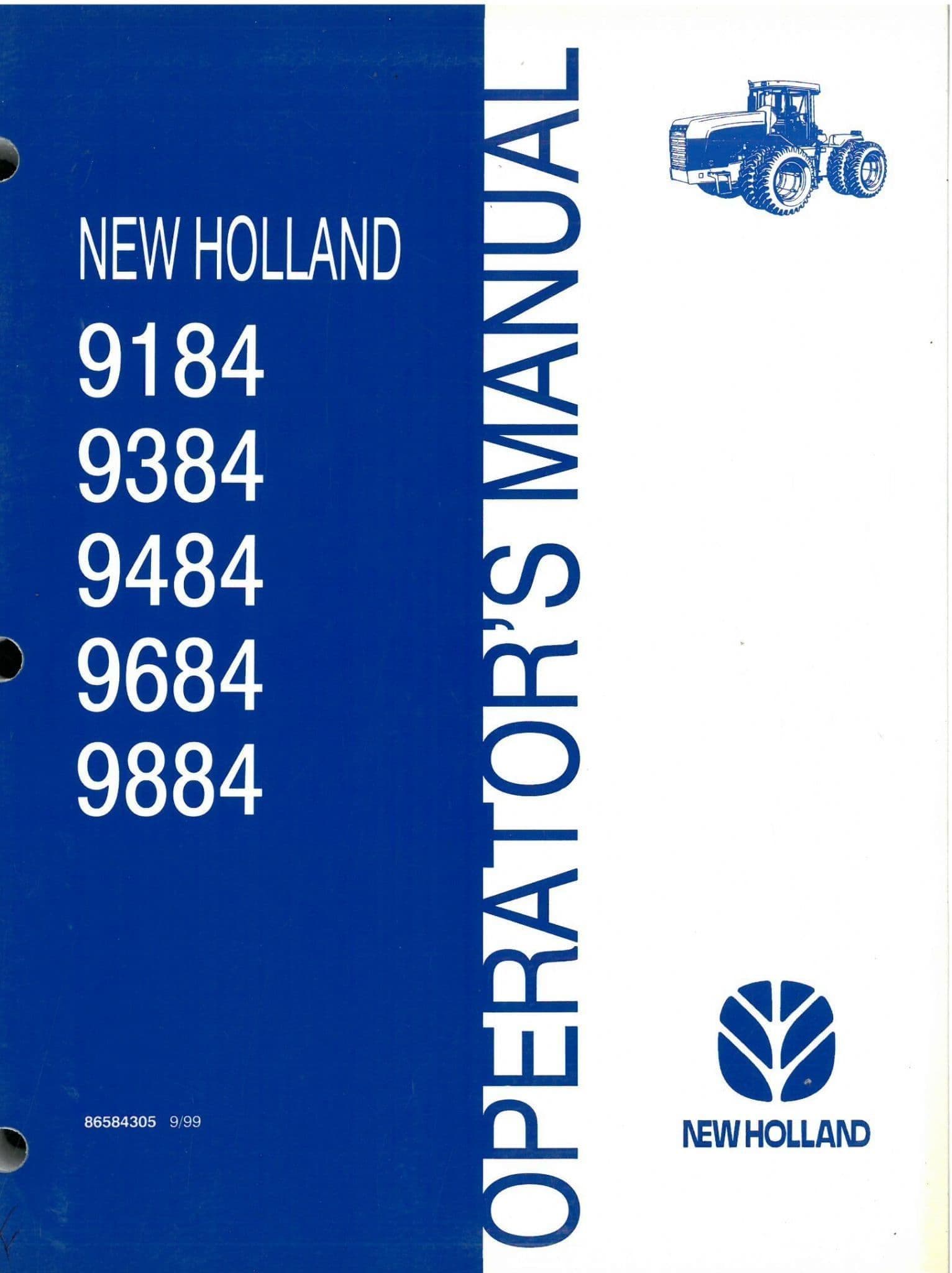 Ford New Holland Tractor 9184 9384 9484 9684 9884 Operators Manual