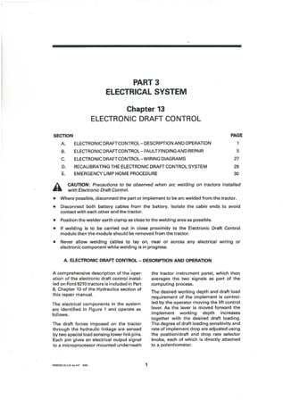 Ford Tractor 8210 Service Manual - Electronic Draft Control Section Only