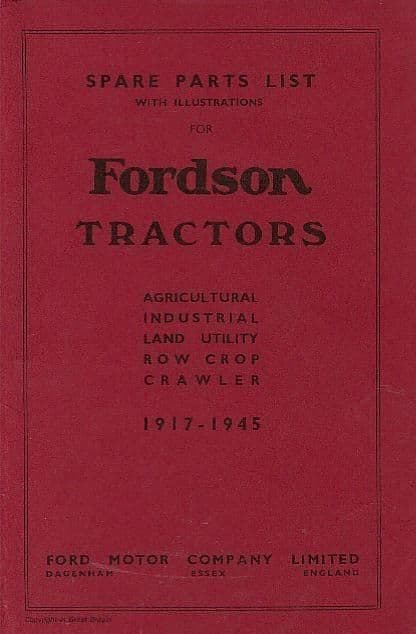 Fordson Tractor 1917 - 1945 Parts Manual