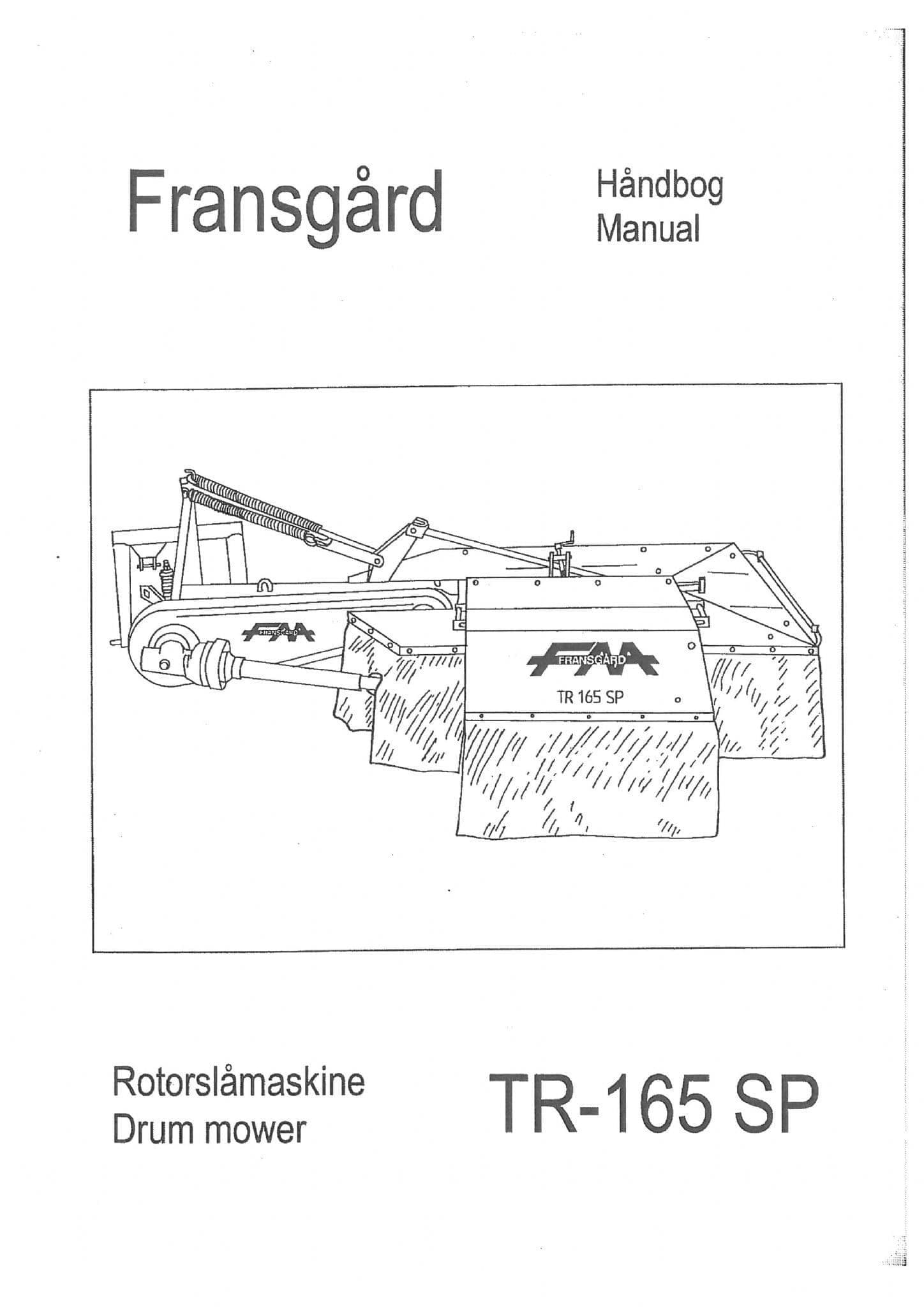 Fransgard Drum Mower TR165SP Operators and Parts Manual