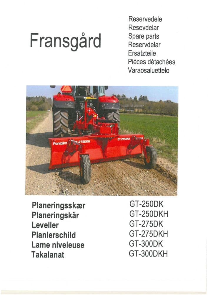 Fransgard Leveler GT250DKH GT275DK GT275DKH GT300DK GT300DKH Parts Manual