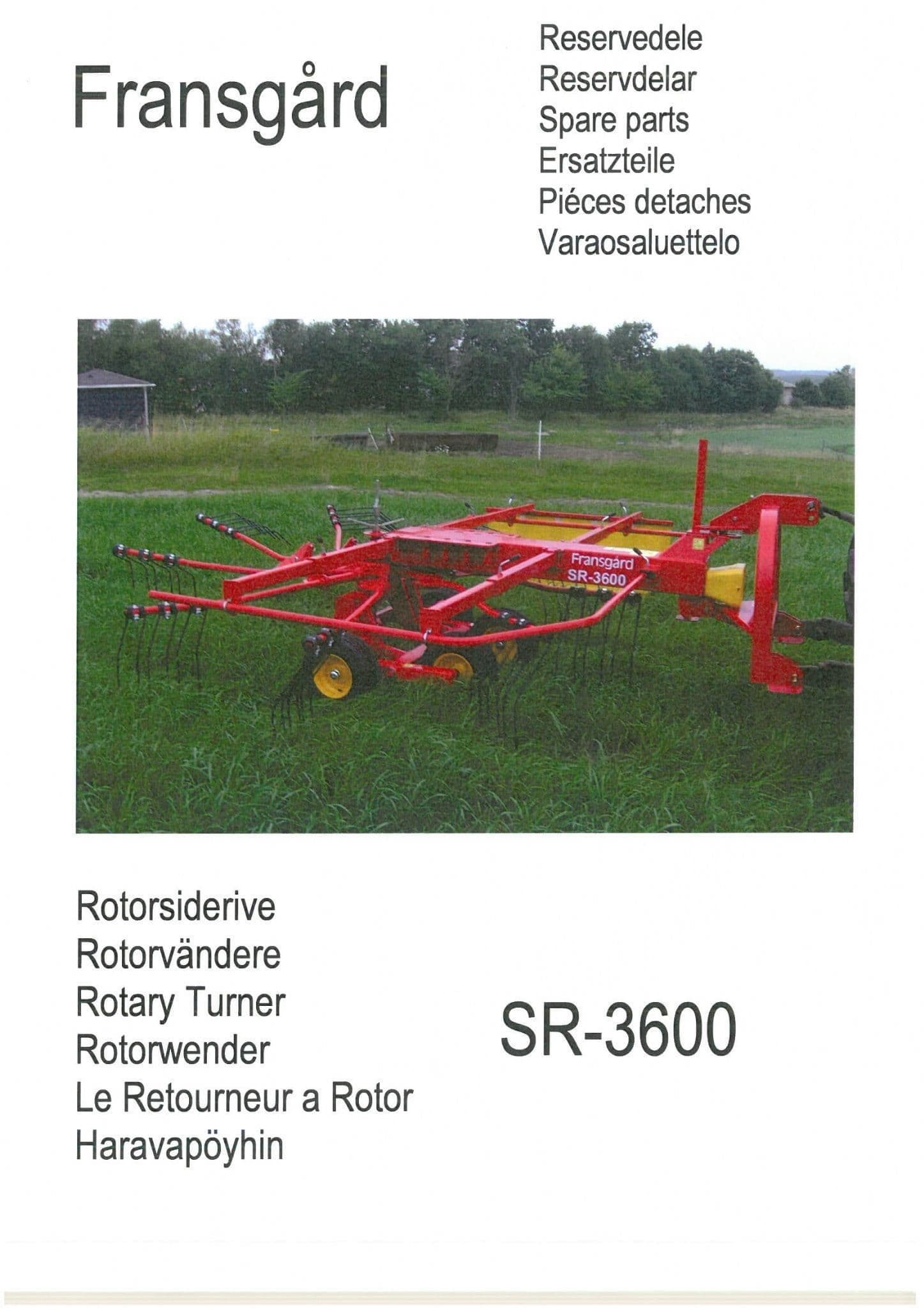 Fransgard Rotary Turner SR3600 Parts Manual