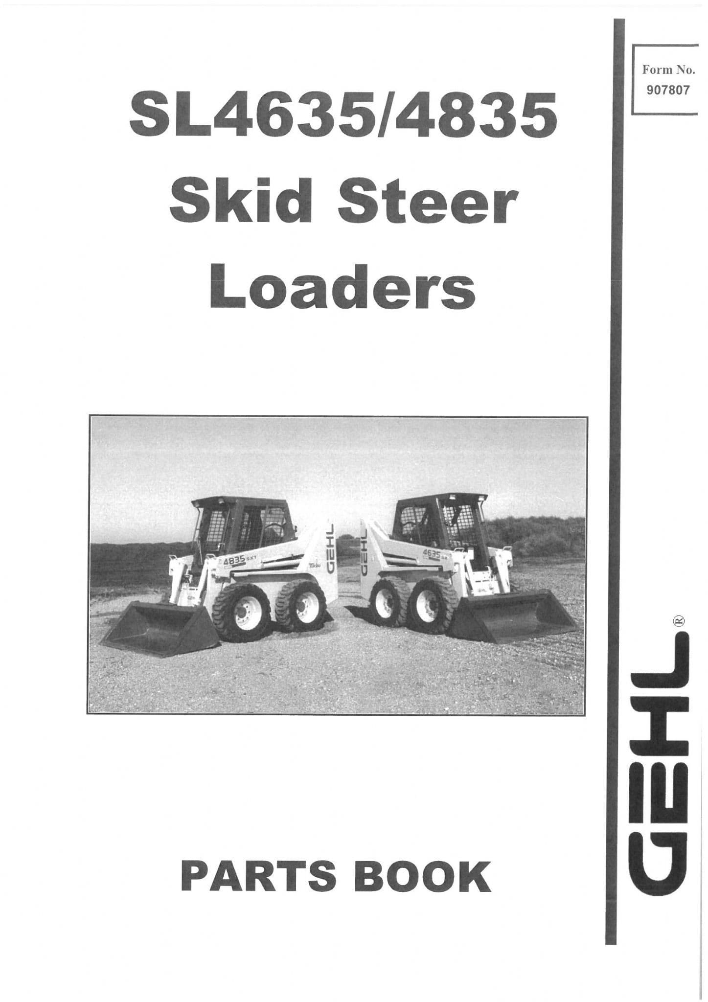 Gehl Skid Steer Loader Model SL4635 SL4835 Parts Manual SL 4635 4835