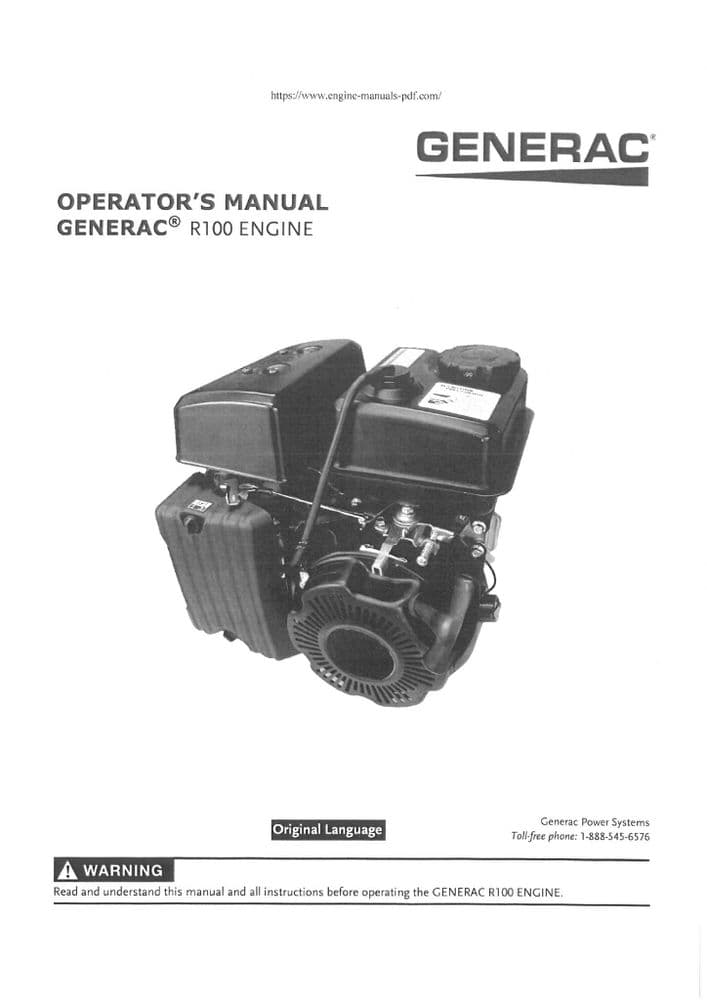 Generac Engine R100 Operators Manual
