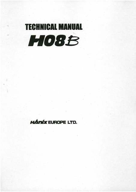 Hanix Mini Excavator H08B Technical Manual