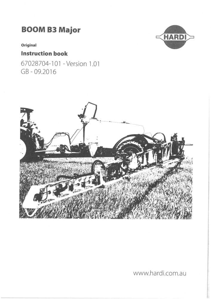 Hardi Sprayer Boom B3 Major Operators Manaul