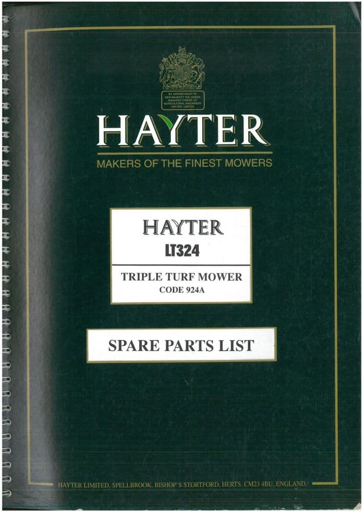 Hayter Triple Turf Mower LT324 Parts Manual - LT 324 - 924A