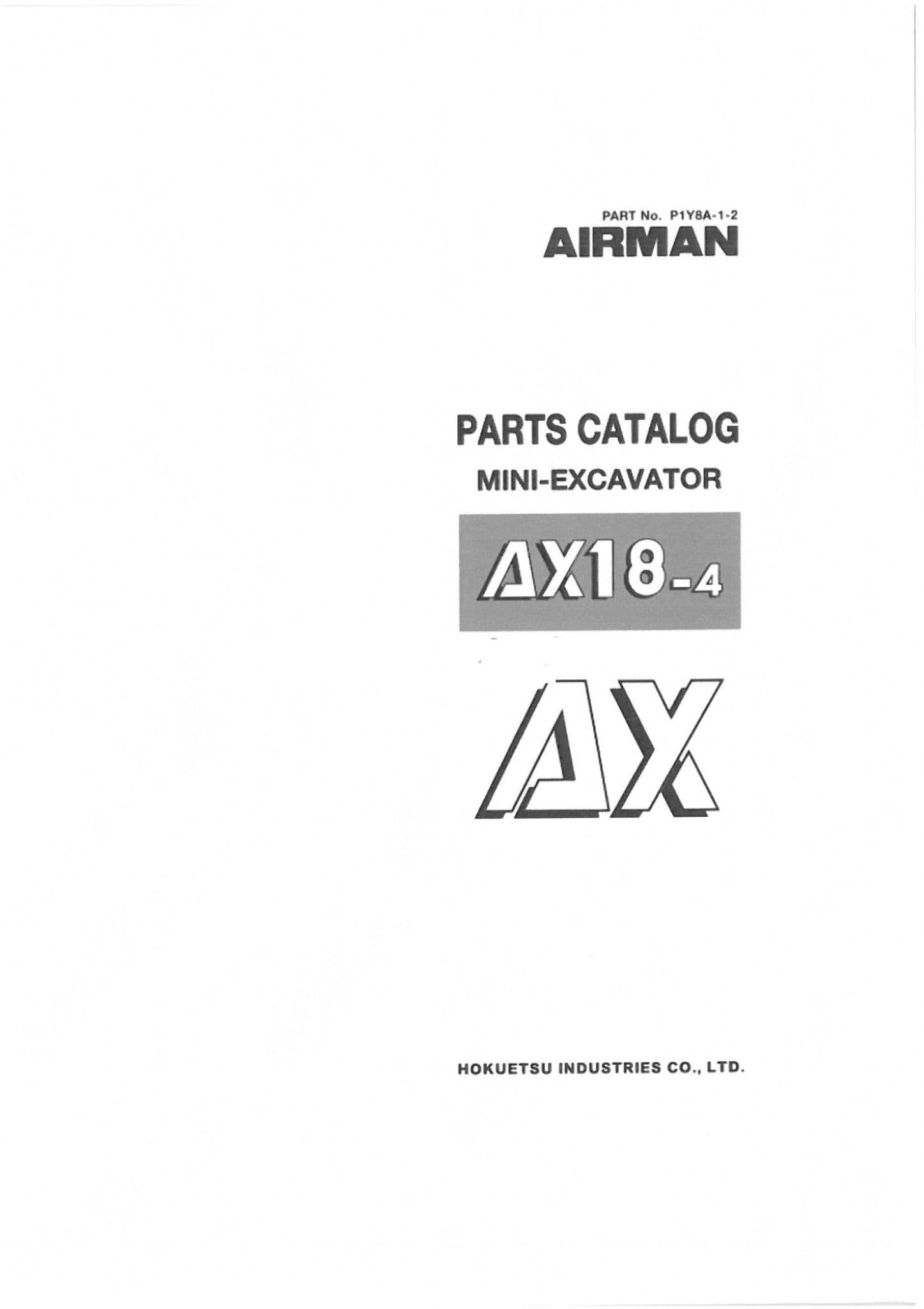 Hitachi Airman MiniExcavator AX18-4 Parts Manual