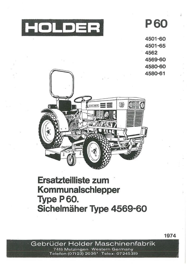 Holder Compact Tractor P60 Parts Manual