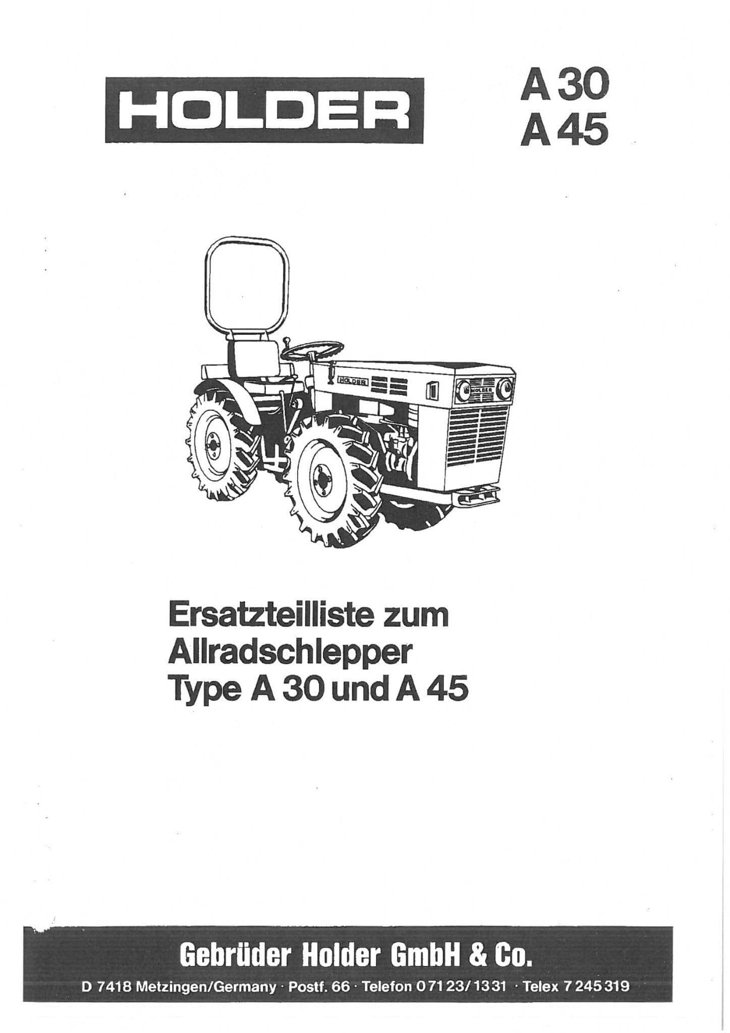 Holder Tractor A30 & A45 Parts Manual