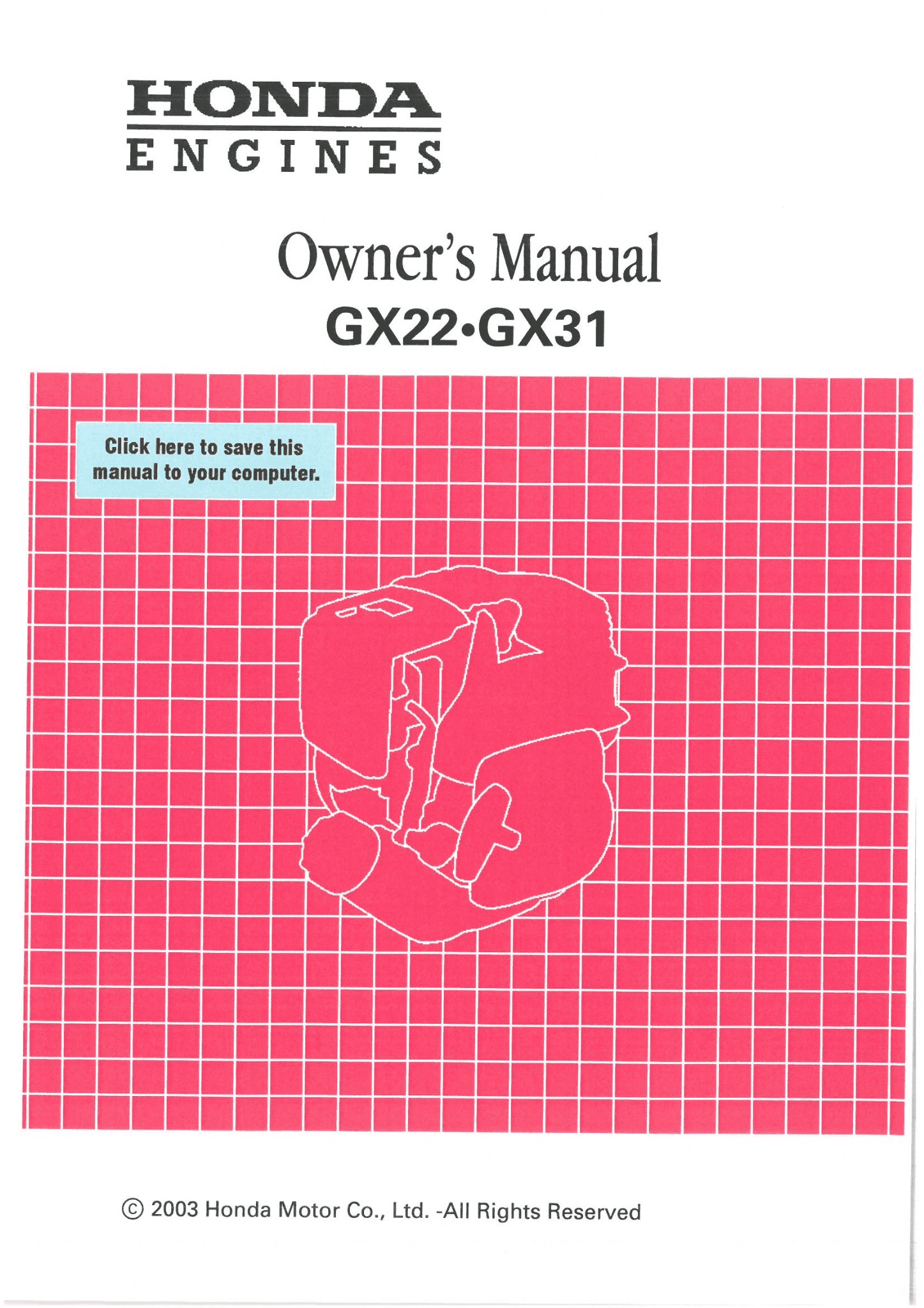 Honda Engine GX22 GX31 Operators Manual