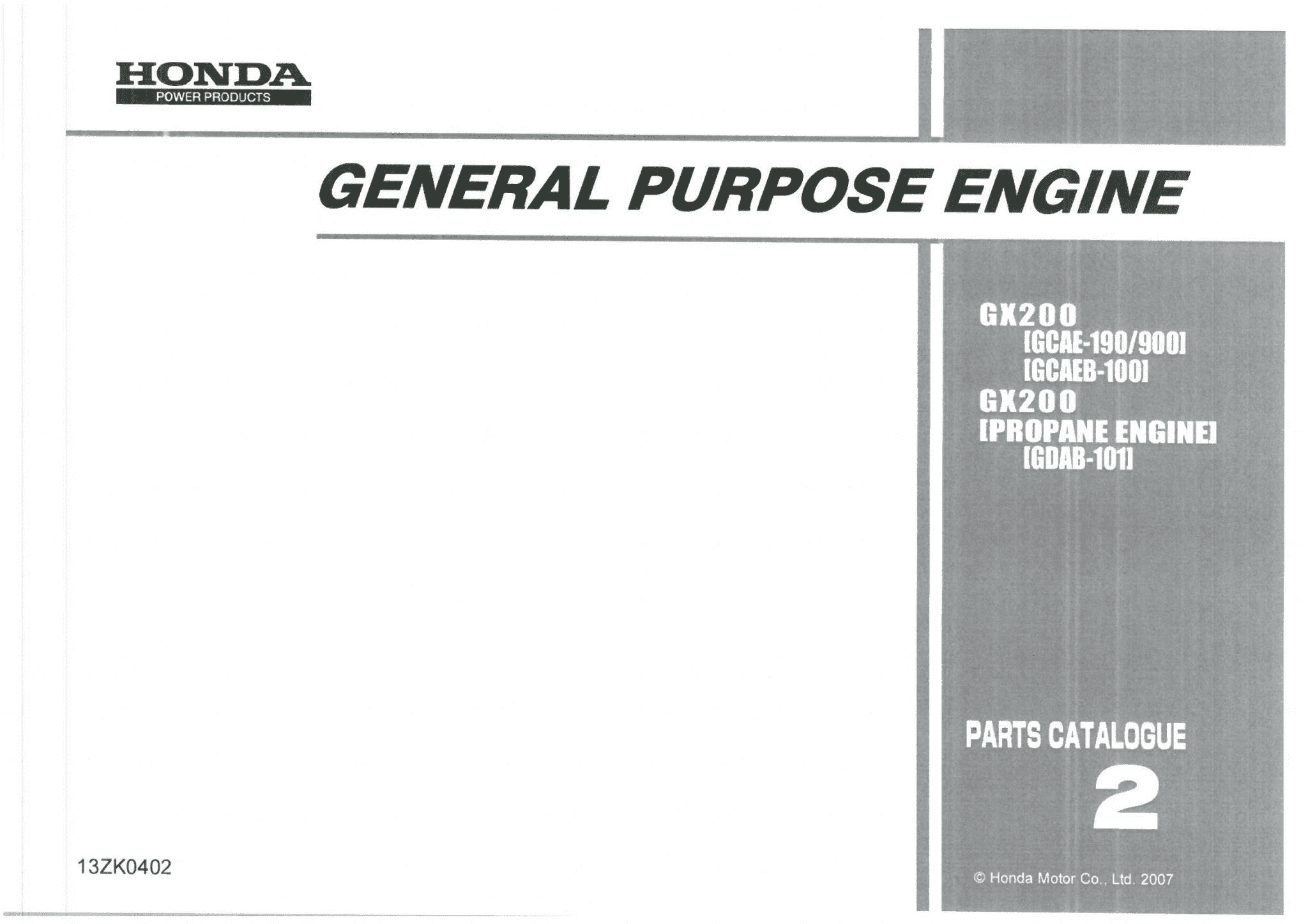 Honda General Purpose Engine GX200 Parts Manual