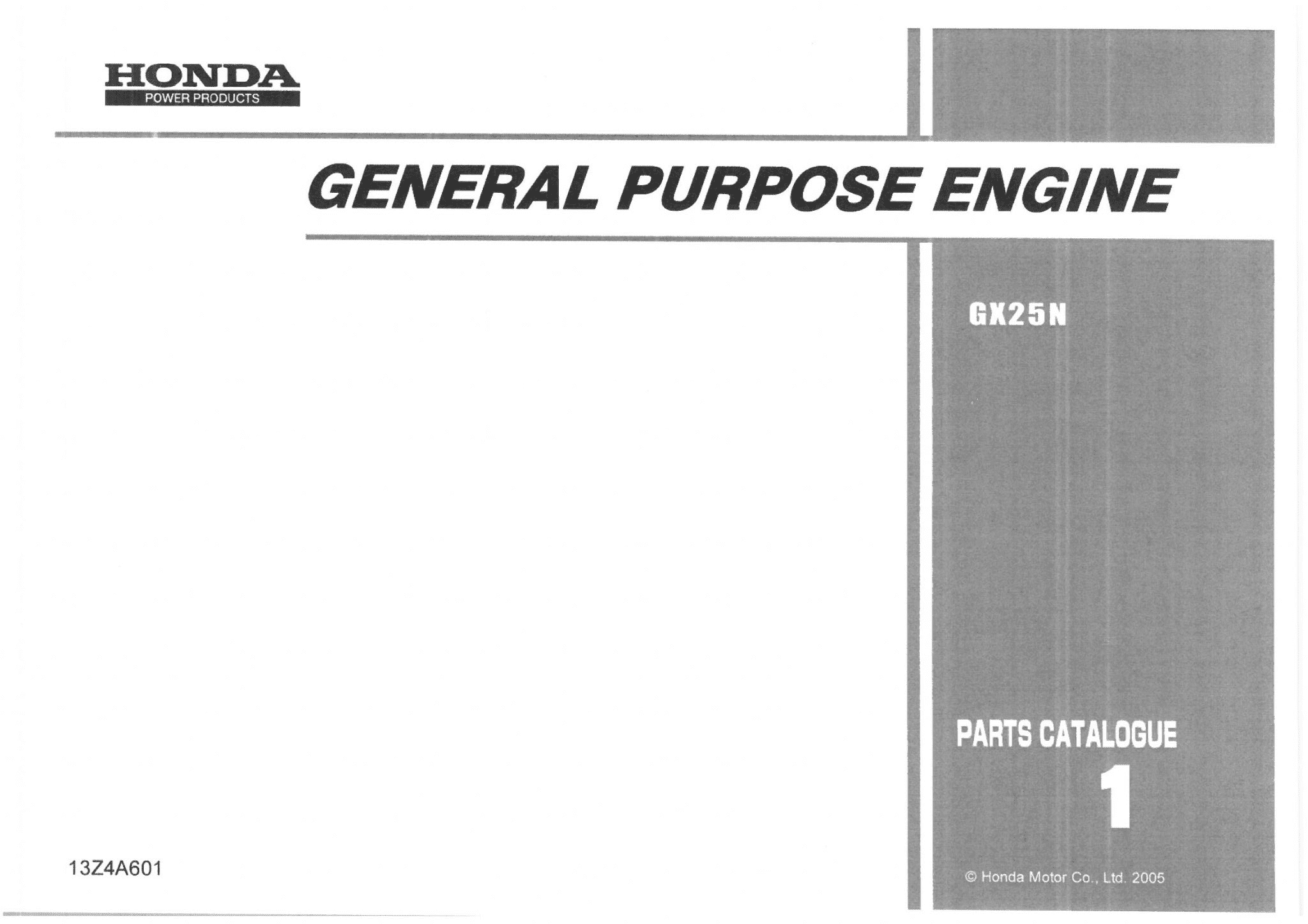 Honda General Purpose Engine GX25N Parts Manual