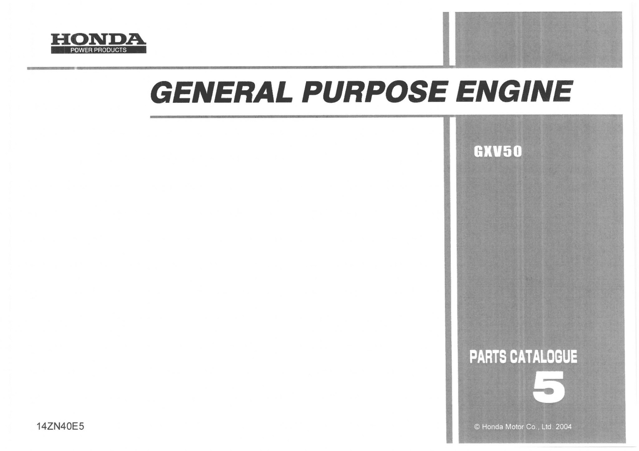 Honda General Purpose Engine GXV50 Parts Manual