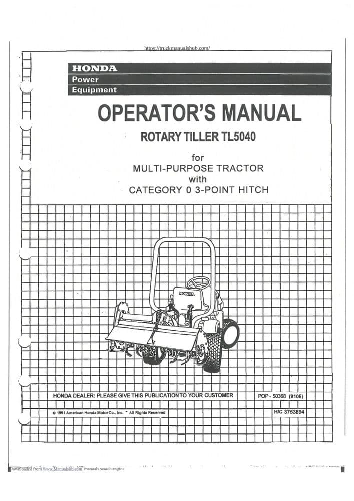 Honda Rotary Tiller TL5040 Operators Manual