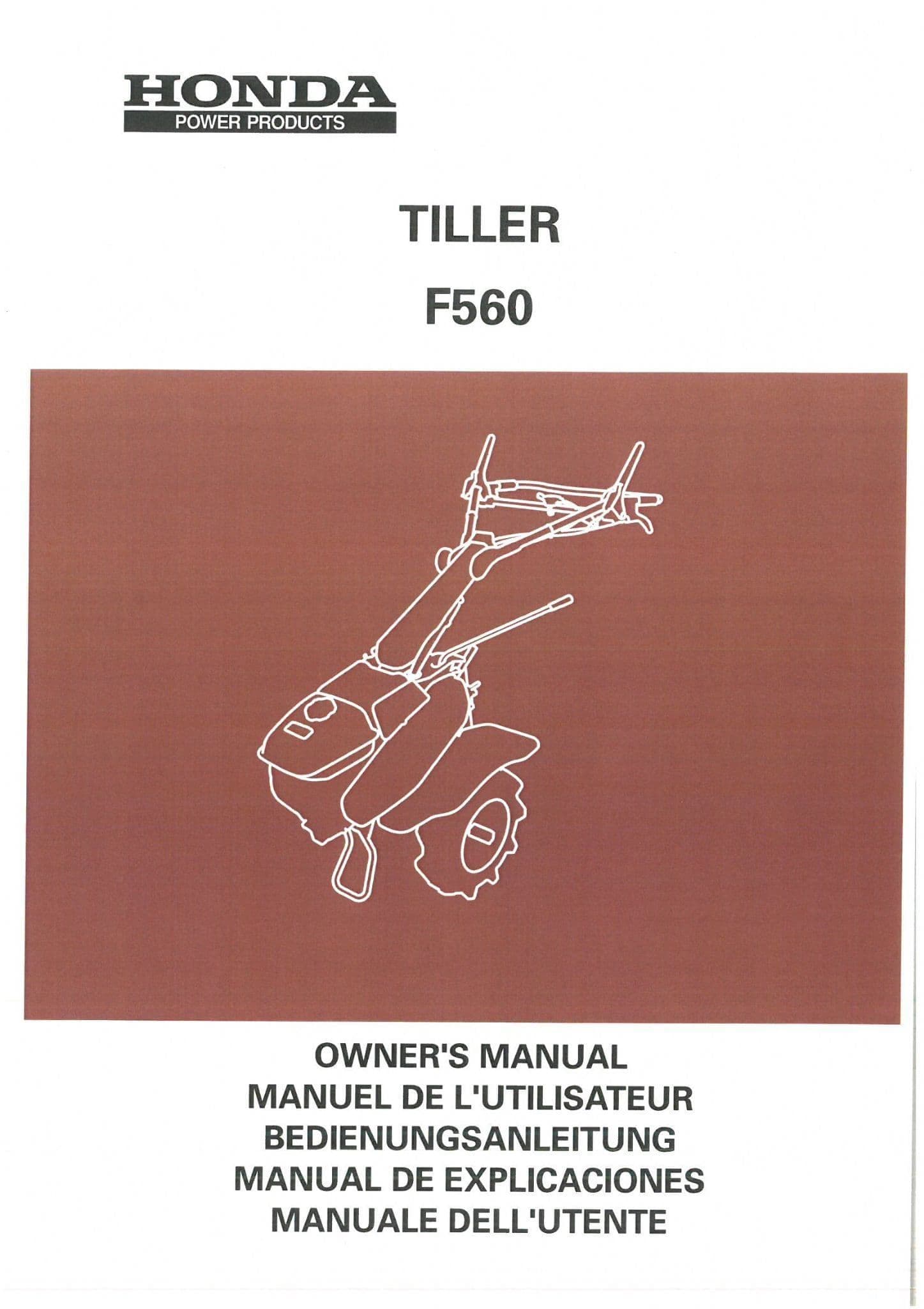 Honda Tiller F560 Operators Manual F560