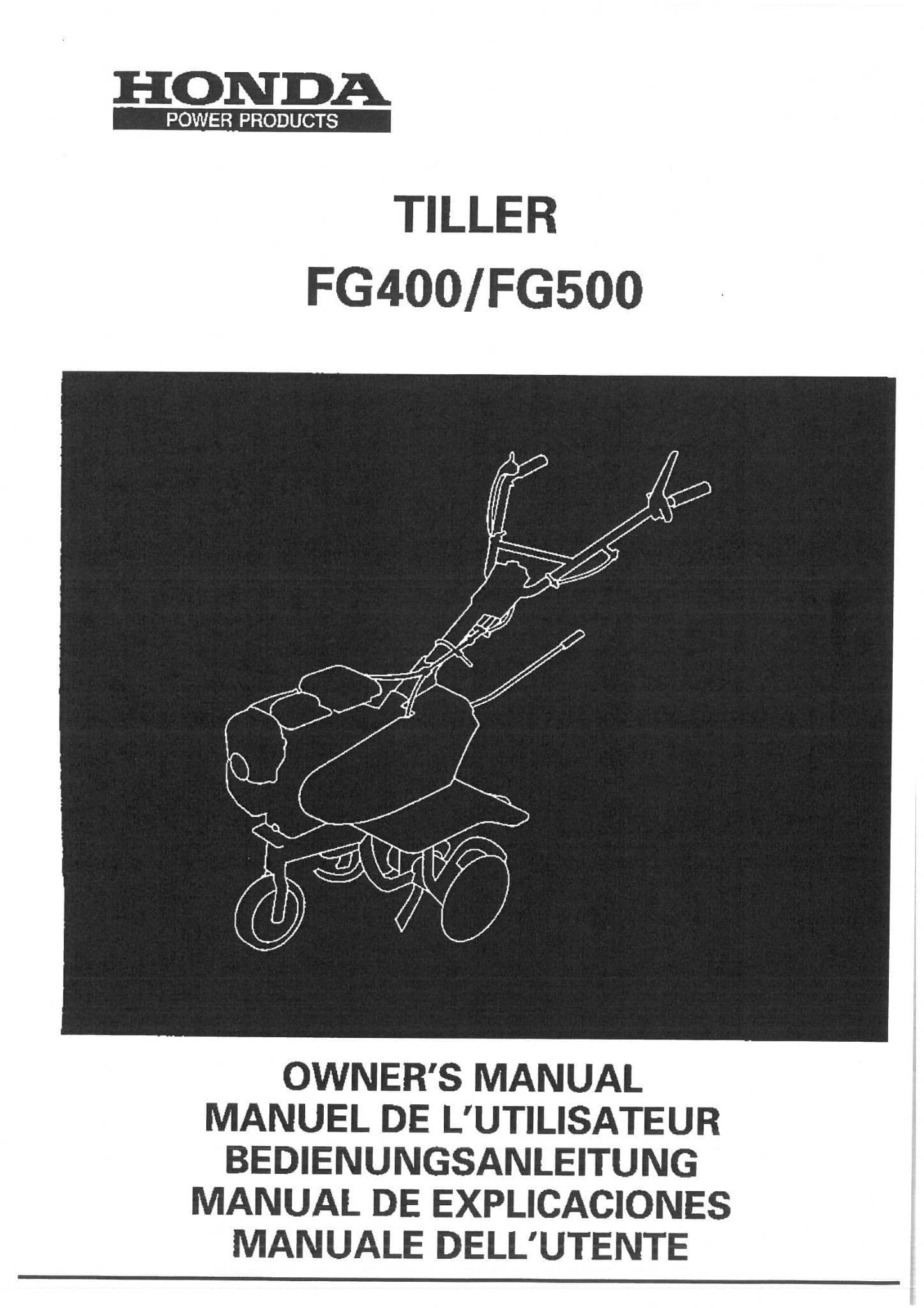 Honda Tiller FG400 & FG500 Operators Manual FG 400 500