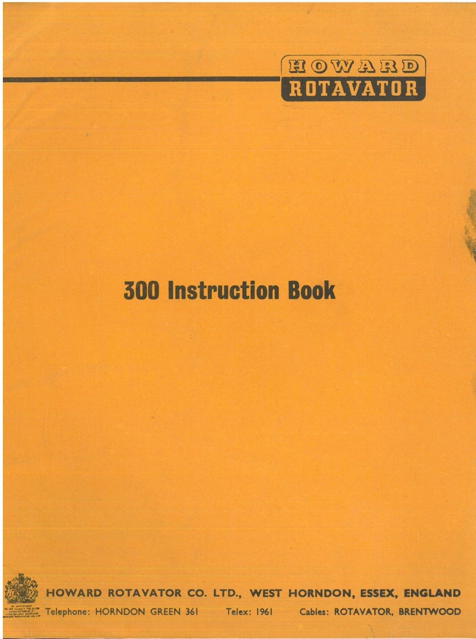 Howard Rotavator 300 Operators Manual