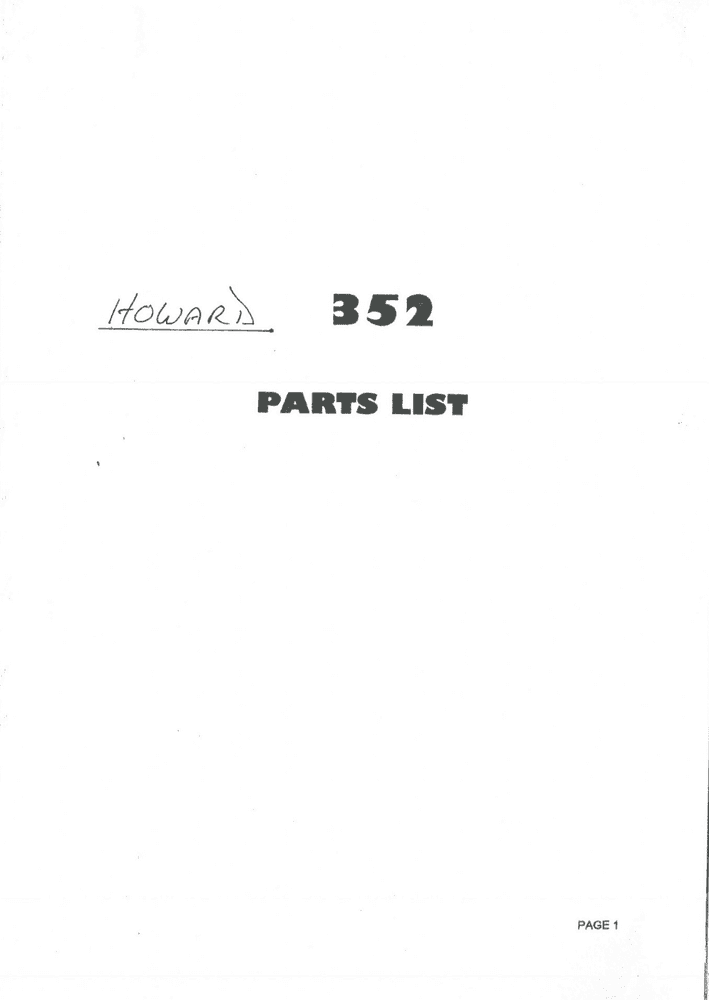 Howard Rotavator 352 Parts Manual