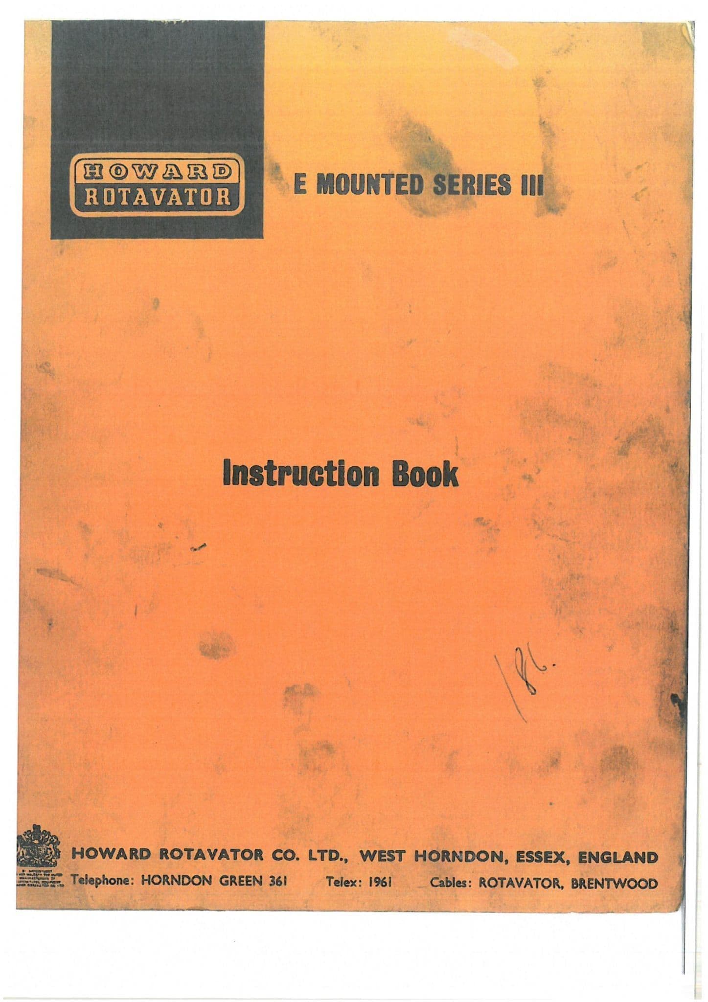 Howard Rotavator E Mounted Series III Operators Manual - 40" 50" 60" 70 ...