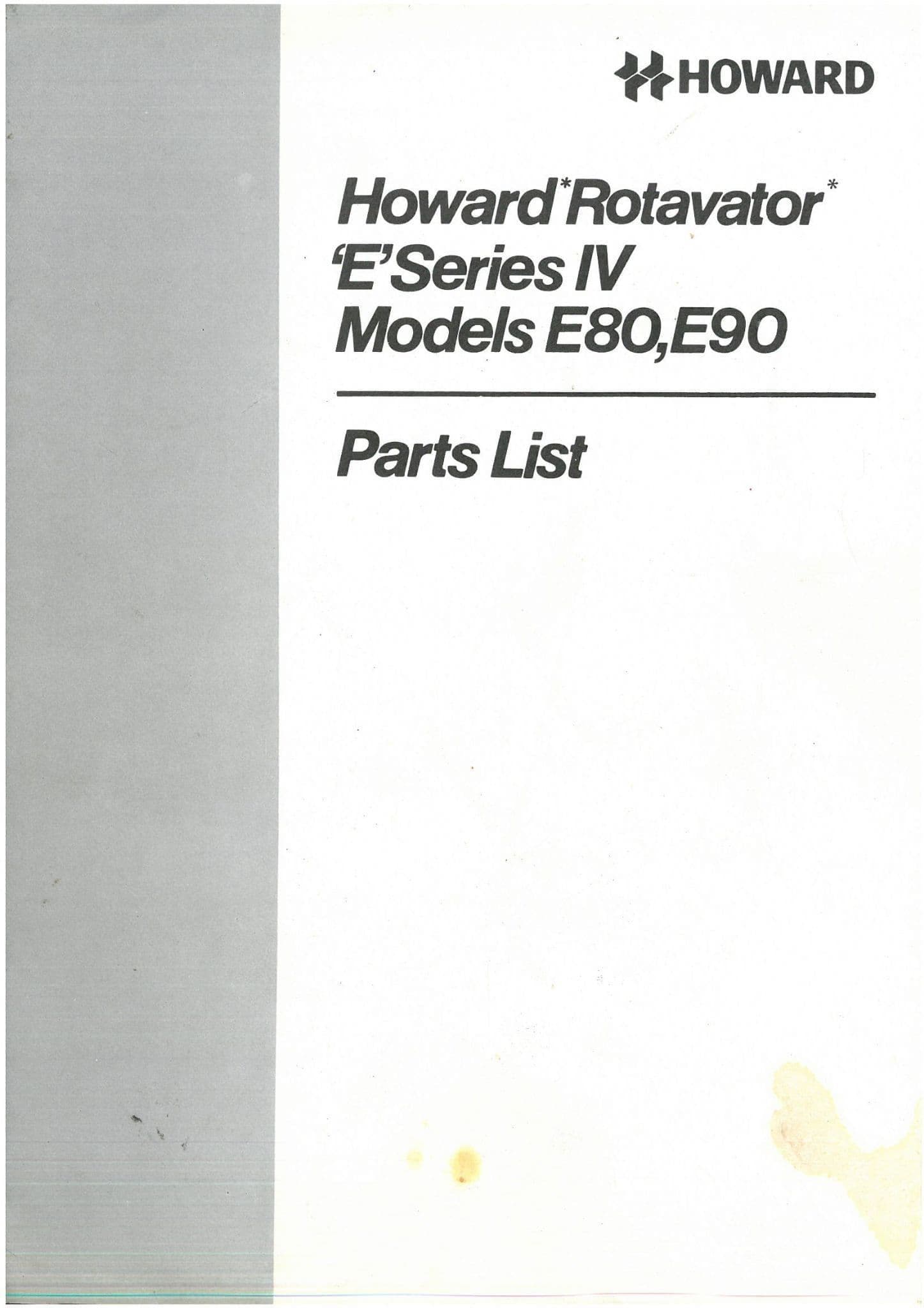 Howard Rotavator E Series IV Parts List Manual