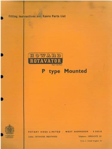 Howard Rotavator P Type Mounted Operators Manual and Parts List - 30 ...