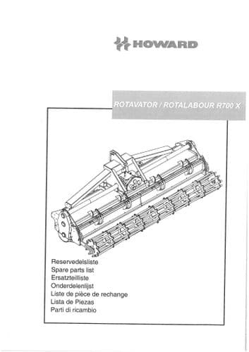 Howard Rotavator Rotalabour R700 X Parts Manual