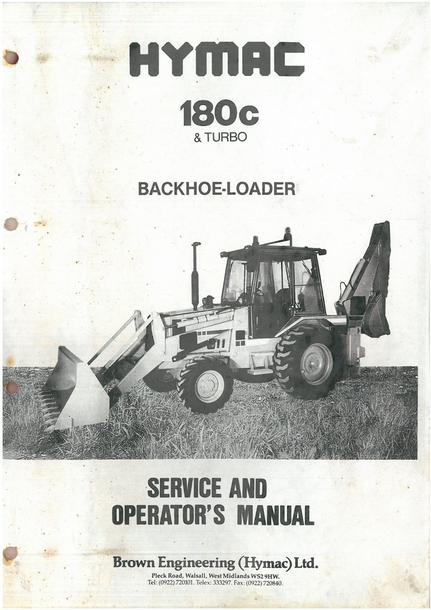 Hymac Digger Loader/Backhoe/Tractor 180C Operators Manual