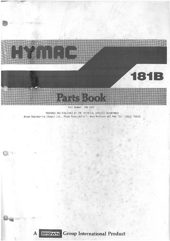 Hymac Excavator 181B Parts Manual