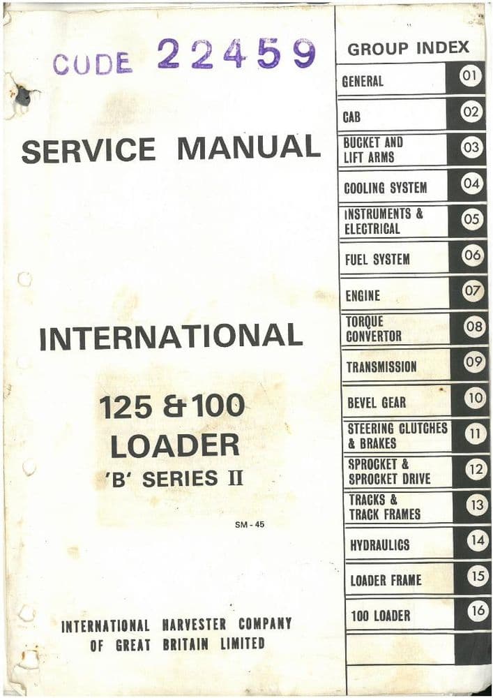 International 125B & 100B Loader Series II Workshop Service Manual ...