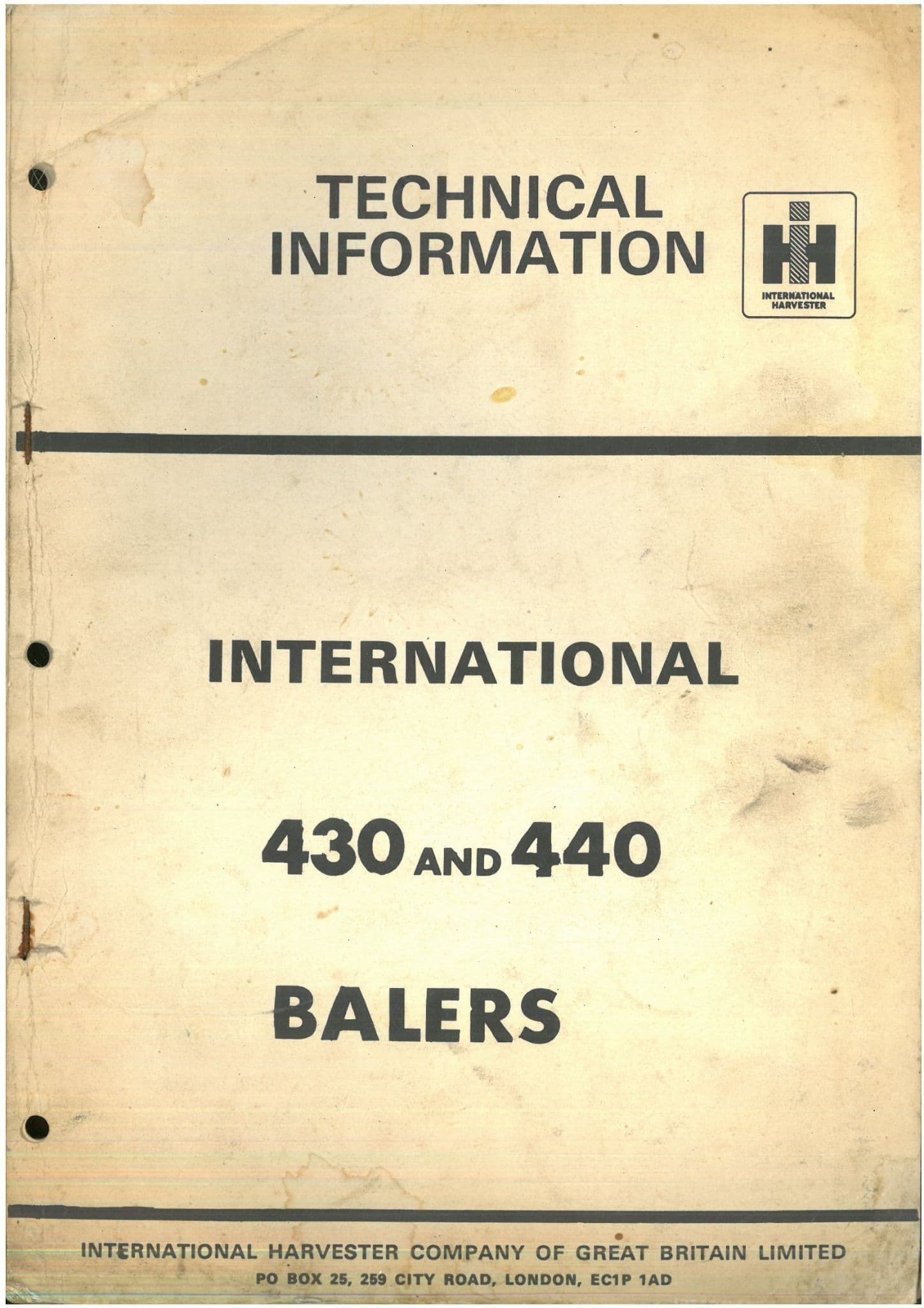 International Baler 430 & 440 Technical Information Manual