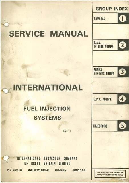 International Fuel Injection Systems Service Manual CAV In Line Pumps ...