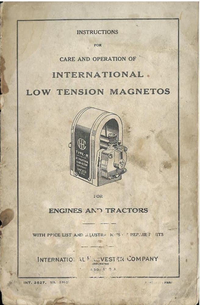 International Low Tension Magnetos Care Operation and Service Manual