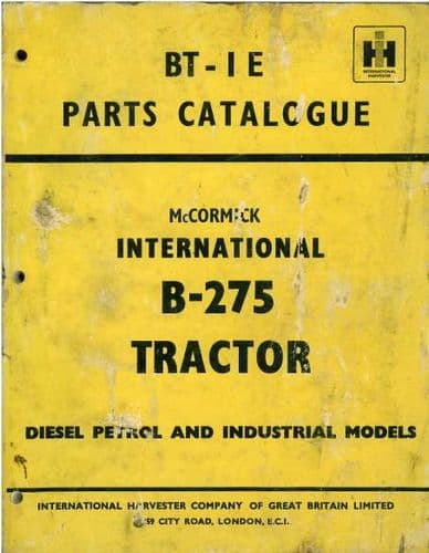 International McCormick B275 Tractor Parts Manual - B 275
