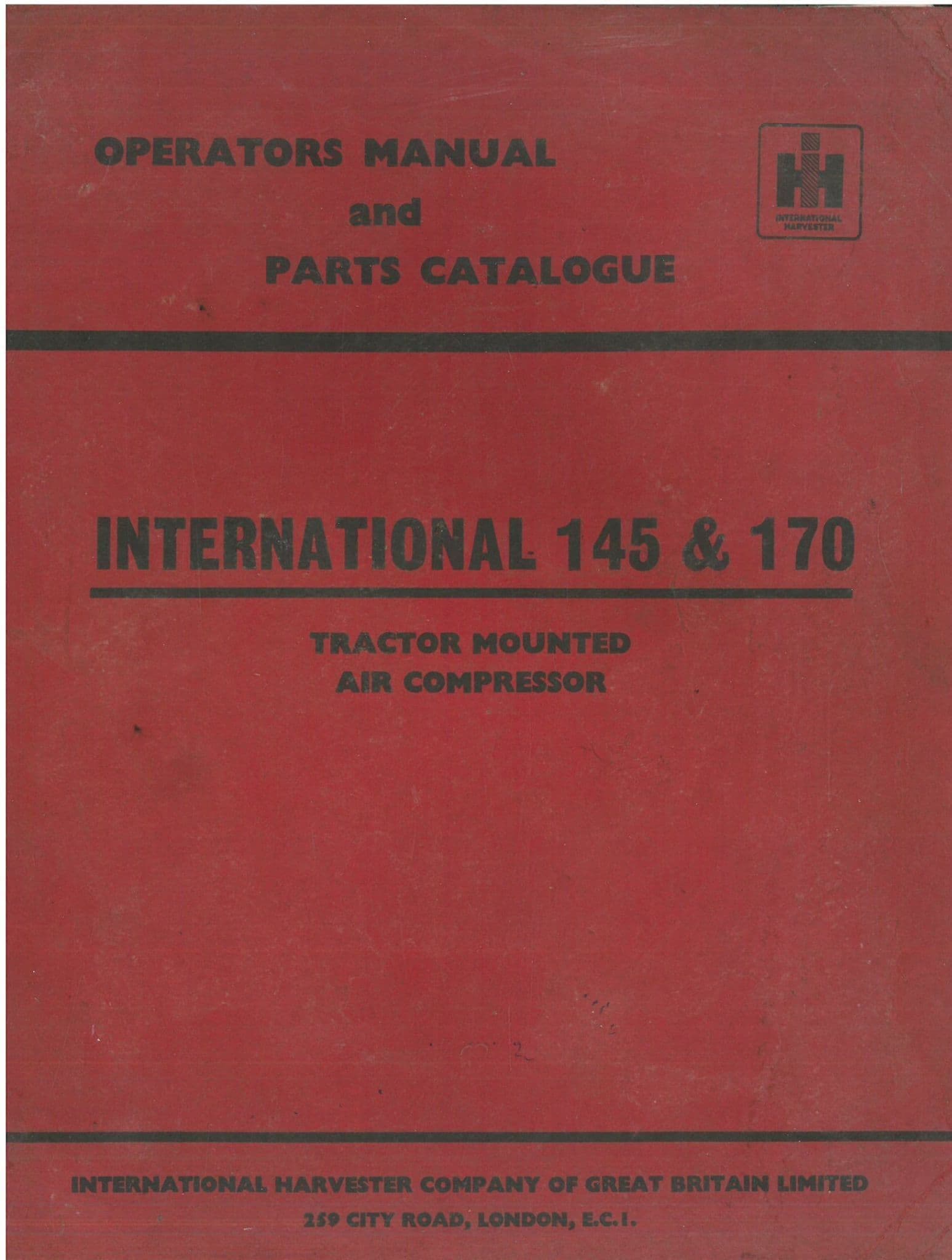 International Tractor Mounted Air Compressor 145 & 170 Operators Manual ...