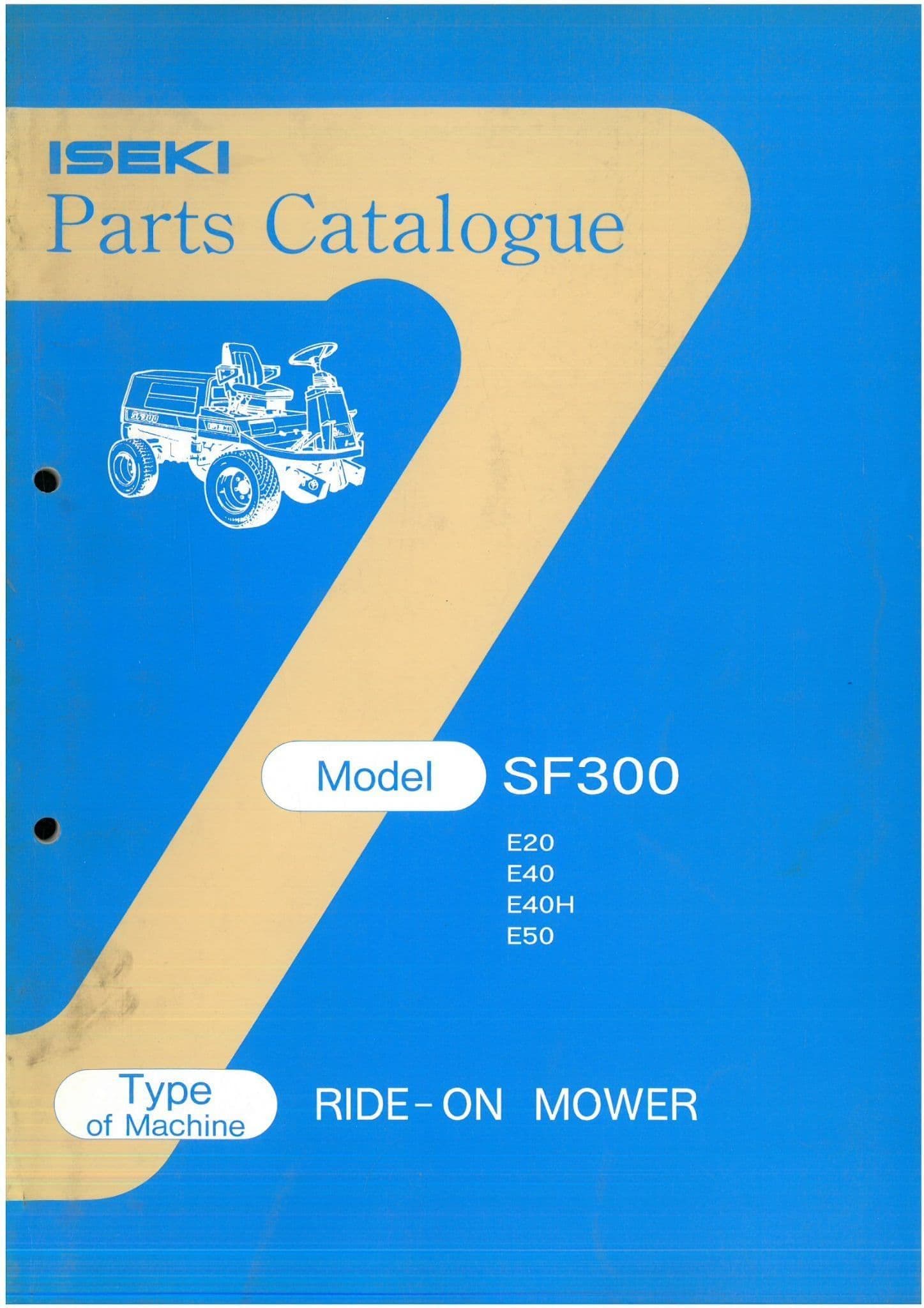 Iseki Ride On Mower SF300 Parts Manual - SF 300