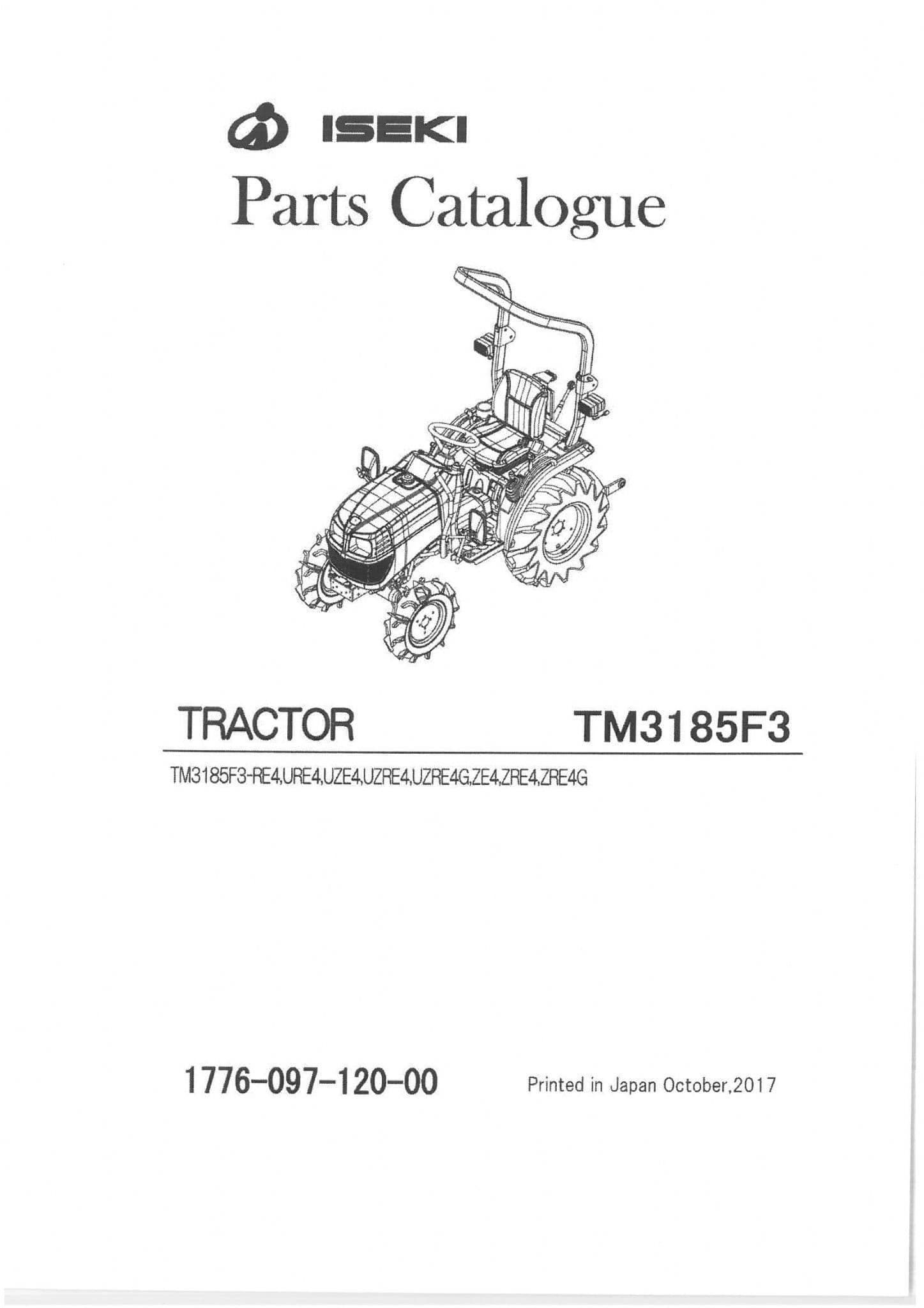 Iseki Tractor TM3185F3 Parts Manual - TM 3185 F3