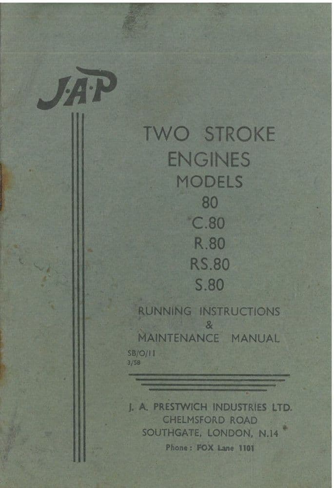 JAP Two Stroke Engine Model 80 C80 R80 RS80 S80 Operators Manual